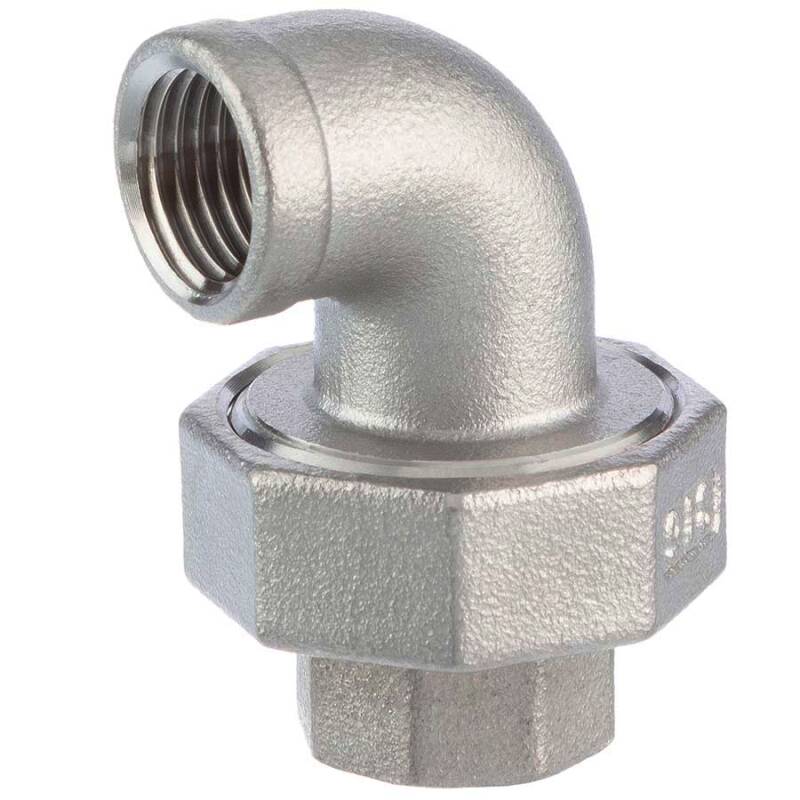 Edelstahl V4A Winkelverschraubung 2fach Innengewinde flach dichtend, 4,64 Edelstahl V4A Winkelverschraubung 2fach Innengewinde flach dichtend, 4,64